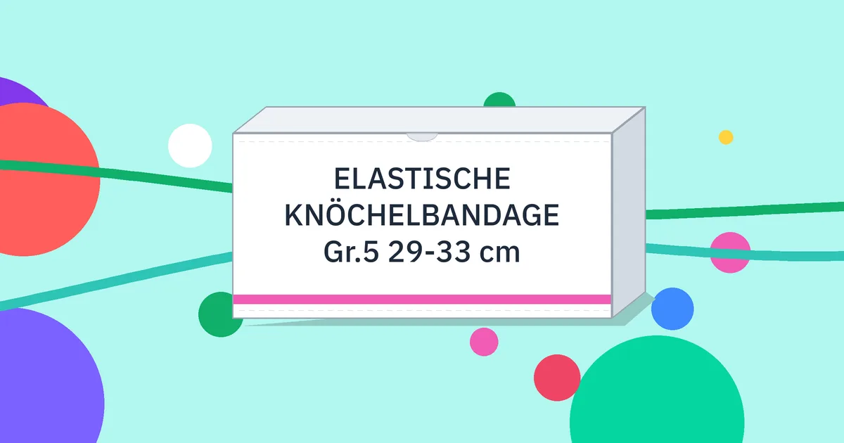 Symbolbild: Packung mit der Aufschrift ELASTISCHE KNÖCHELBANDAGE Gr.5 29-33 cm (PZN 18115689) – Verfügbarkeit und Bezug in Apotheken in Frankfurt am Main