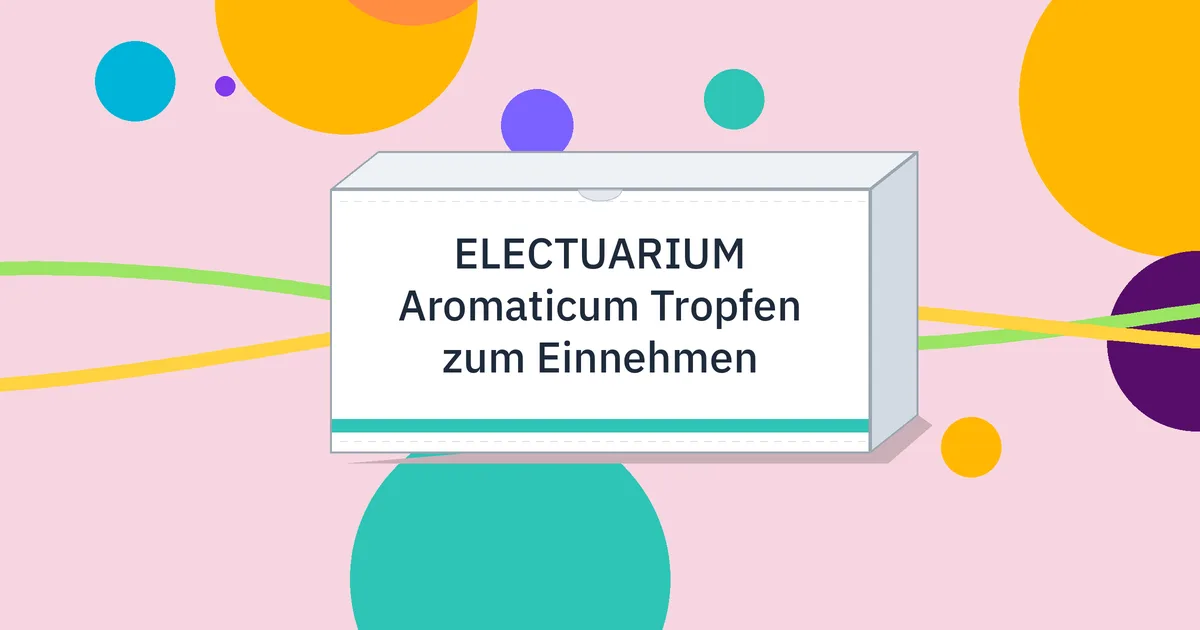 Symbolbild: Packung mit der Aufschrift ELECTUARIUM Aromaticum Tropfen zum Einnehmen (PZN 11866582) – Verfügbarkeit und Bezug in Apotheken in Frankfurt am Main