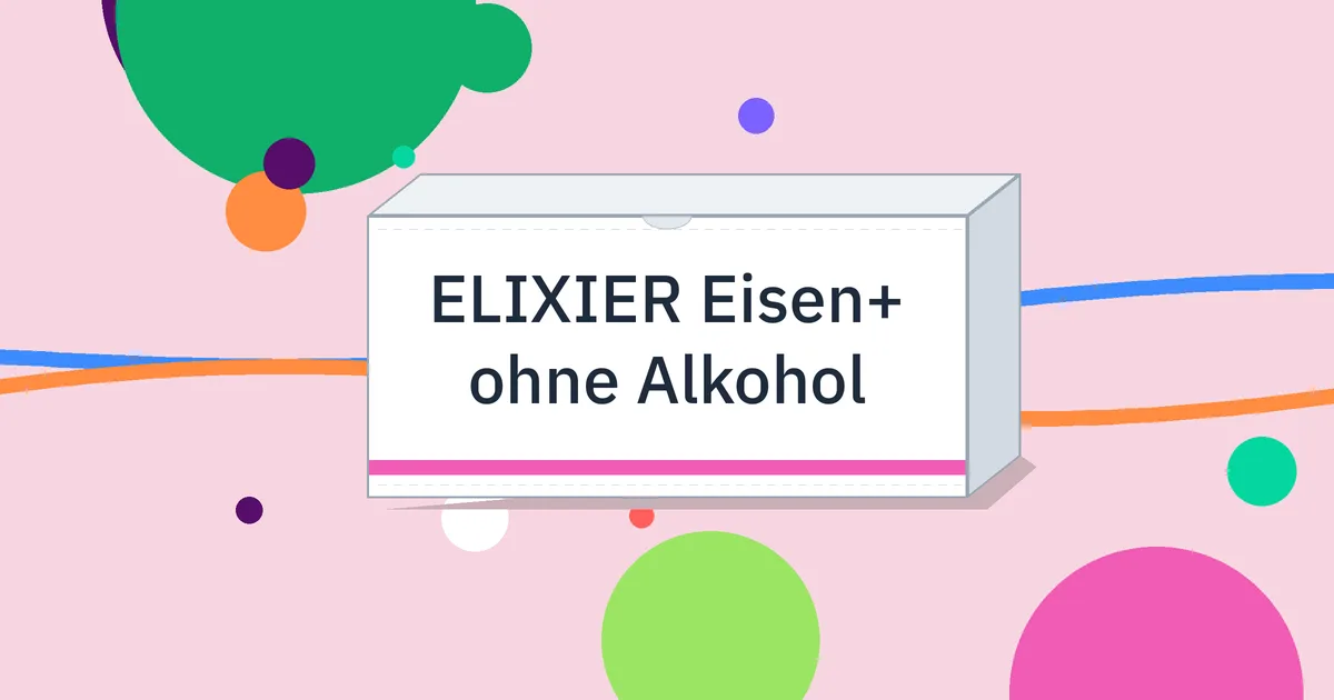 Symbolbild: Packung mit der Aufschrift ELIXIER Eisen+ ohne Alkohol (PZN 17966451) – Verfügbarkeit und Bezug in Apotheken in Frankfurt am Main