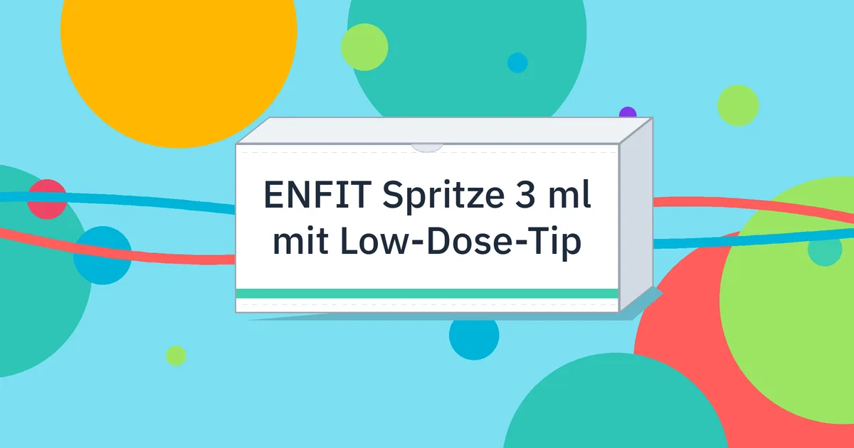 Symbolbild: Packung mit der Aufschrift ENFIT Spritze 3 ml mit Low-Dose-Tip (PZN 16626121) – Verfügbarkeit und Bezug in Apotheken in Frankfurt am Main