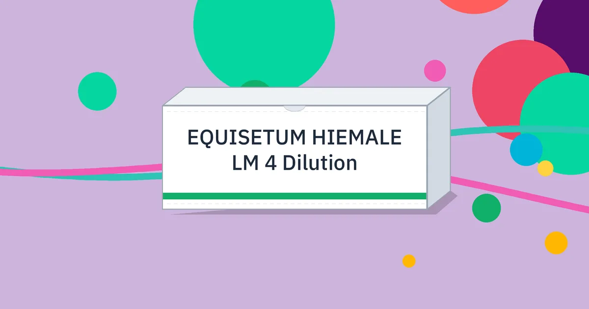 Symbolbild: Packung mit der Aufschrift EQUISETUM HIEMALE LM 4 Dilution (PZN 13473390) – Verfügbarkeit und Bezug in Apotheken in Frankfurt am Main