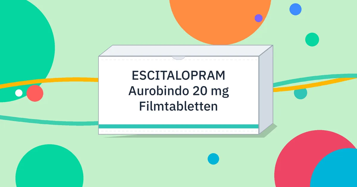 Symbolbild: Packung mit der Aufschrift ESCITALOPRAM Aurobindo 20 mg Filmtabletten (PZN 10113225) – Verfügbarkeit und Bezug in Apotheken in Frankfurt am Main