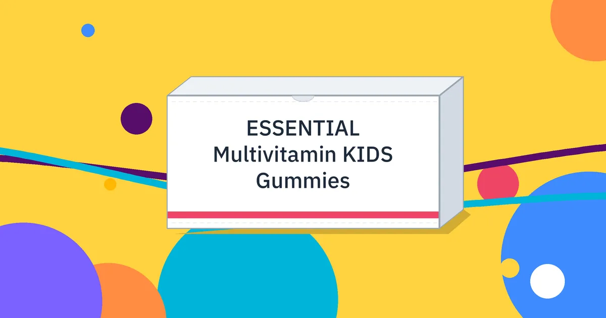 Symbolbild: Packung mit der Aufschrift ESSENTIAL Multivitamin KIDS Gummies (PZN 18825959) – Verfügbarkeit und Bezug in Apotheken in Frankfurt am Main