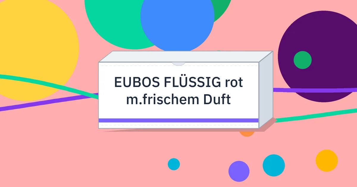 Symbolbild: Packung mit der Aufschrift EUBOS FLÜSSIG rot m.frischem Duft (PZN 02474771) – Verfügbarkeit und Bezug in Apotheken in Frankfurt am Main