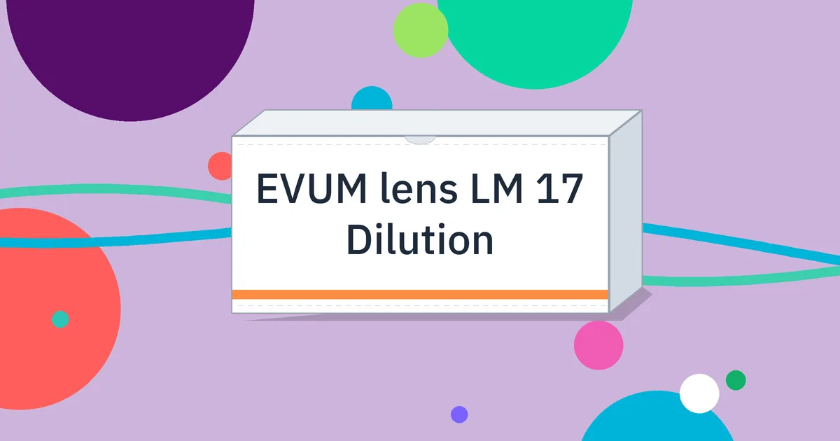 Symbolbild: Packung mit der Aufschrift EVUM lens LM 17 Dilution (PZN 13485157) – Verfügbarkeit und Bezug in Apotheken in Frankfurt am Main