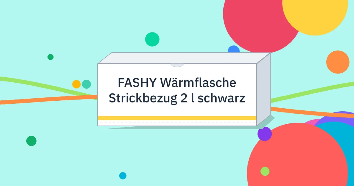 Symbolbild: Packung mit der Aufschrift FASHY Wärmflasche Strickbezug 2 l schwarz (PZN 18026477) – Verfügbarkeit und Bezug in Apotheken in Frankfurt am Main