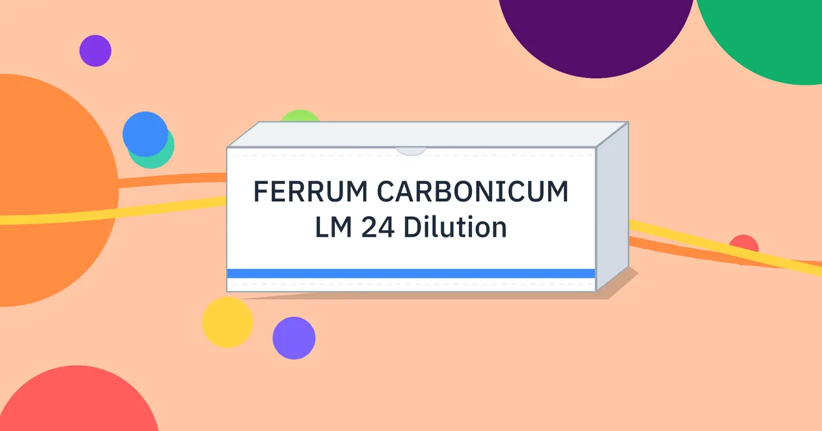Symbolbild: Packung mit der Aufschrift FERRUM CARBONICUM LM 24 Dilution (PZN 12848132) – Verfügbarkeit und Bezug in Apotheken in Frankfurt am Main