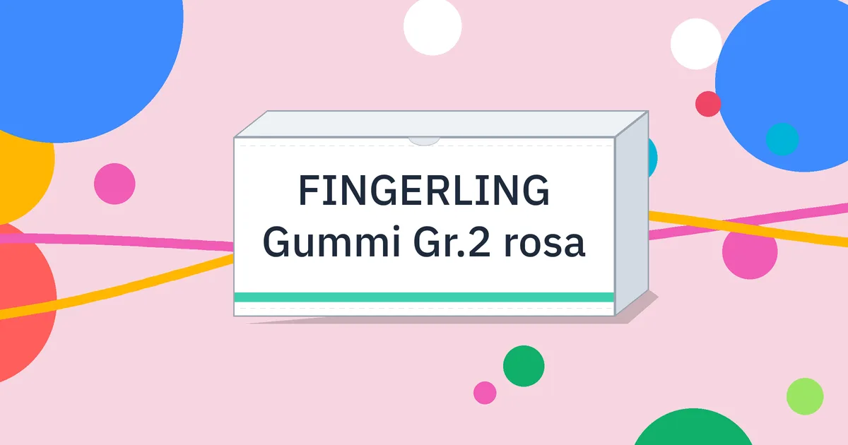 Symbolbild: Packung mit der Aufschrift FINGERLING Gummi Gr.2 rosa (PZN 01726928) – Verfügbarkeit und Bezug in Apotheken in Frankfurt am Main