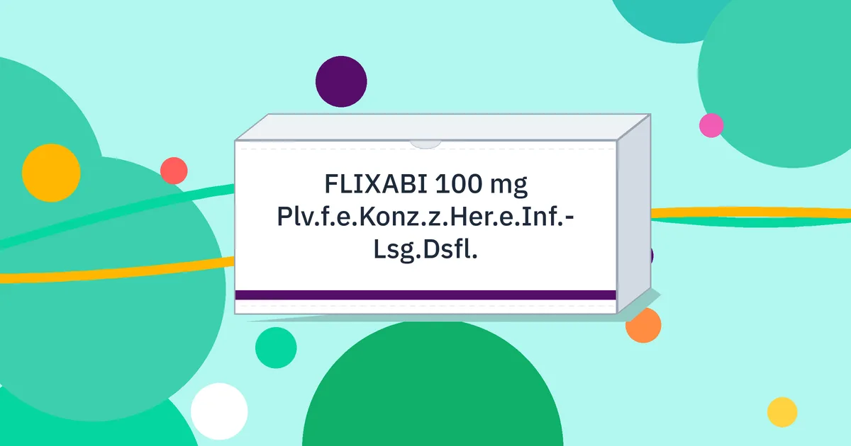 Symbolbild: Packung mit der Aufschrift FLIXABI 100 mg Plv.f.e.Konz.z.Her.e.Inf.-Lsg.Dsfl. (PZN 19776594) – Verfügbarkeit und Bezug in Apotheken in Frankfurt am Main