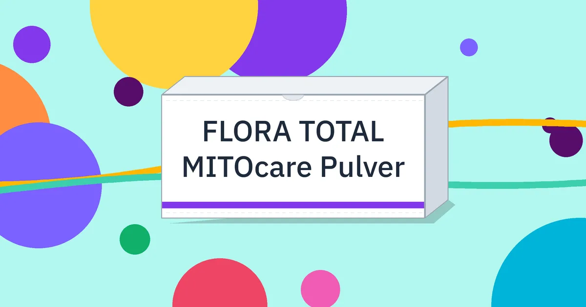 Symbolbild: Packung mit der Aufschrift FLORA TOTAL MITOcare Pulver (PZN 16663116) – Verfügbarkeit und Bezug in Apotheken in Frankfurt am Main