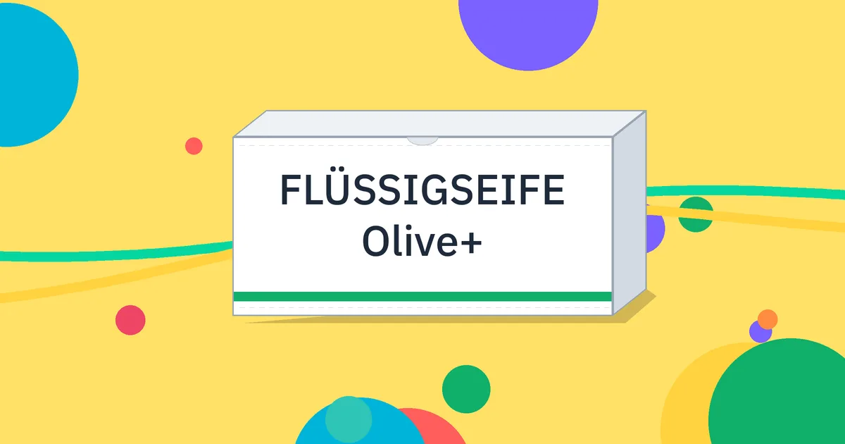 Symbolbild: Packung mit der Aufschrift FLÜSSIGSEIFE Olive+ (PZN 20189376) – Verfügbarkeit und Bezug in Apotheken in Frankfurt am Main