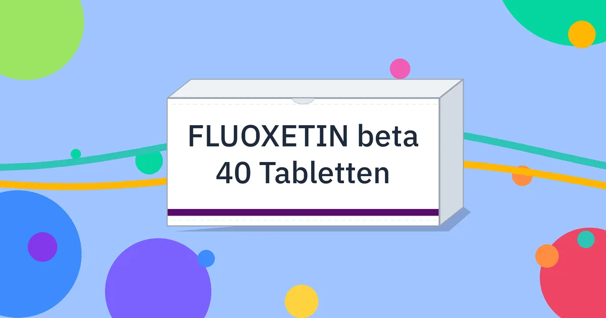 Symbolbild: Packung mit der Aufschrift FLUOXETIN beta 40 Tabletten (PZN 03702731) – Verfügbarkeit und Bezug in Apotheken in Frankfurt am Main