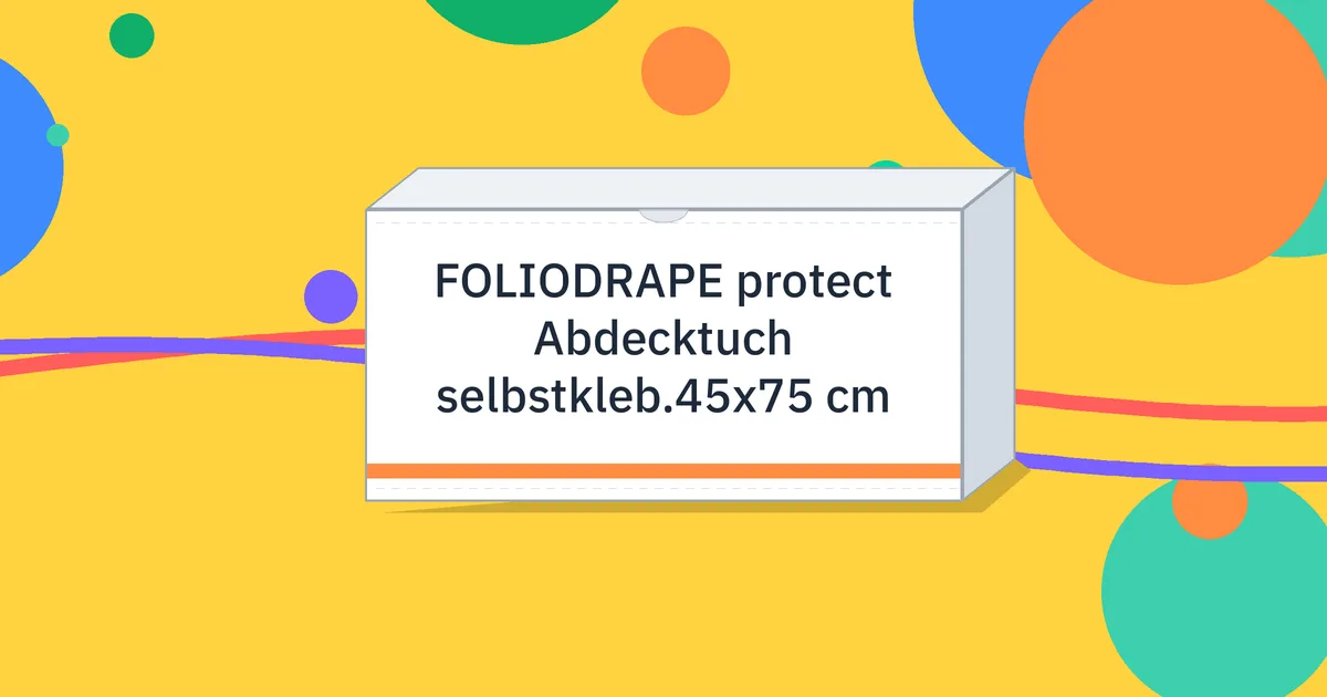 Symbolbild: Packung mit der Aufschrift FOLIODRAPE protect Abdecktuch selbstkleb.45x75 cm (PZN 00798245) – Verfügbarkeit und Bezug in Apotheken in Frankfurt am Main