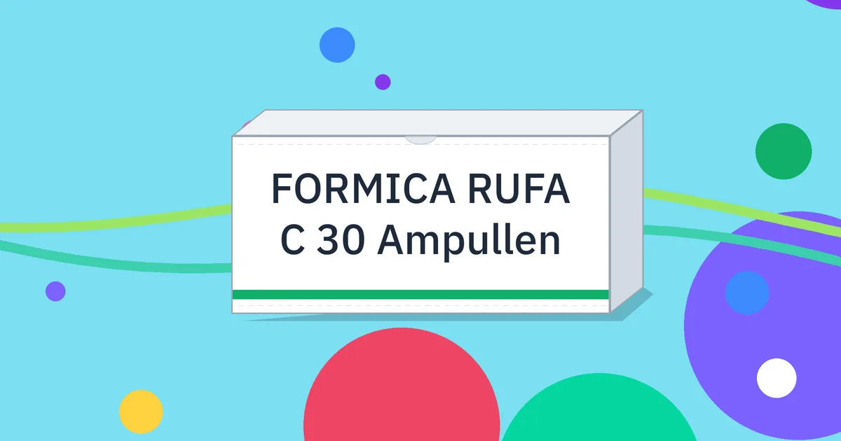 Symbolbild: Packung mit der Aufschrift FORMICA RUFA C 30 Ampullen (PZN 11705904) – Verfügbarkeit und Bezug in Apotheken in Frankfurt am Main