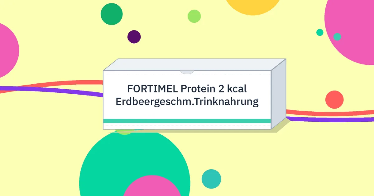Symbolbild: Packung mit der Aufschrift FORTIMEL Protein 2 kcal Erdbeergeschm.Trinknahrung (PZN 19350576) – Verfügbarkeit und Bezug in Apotheken in Frankfurt am Main