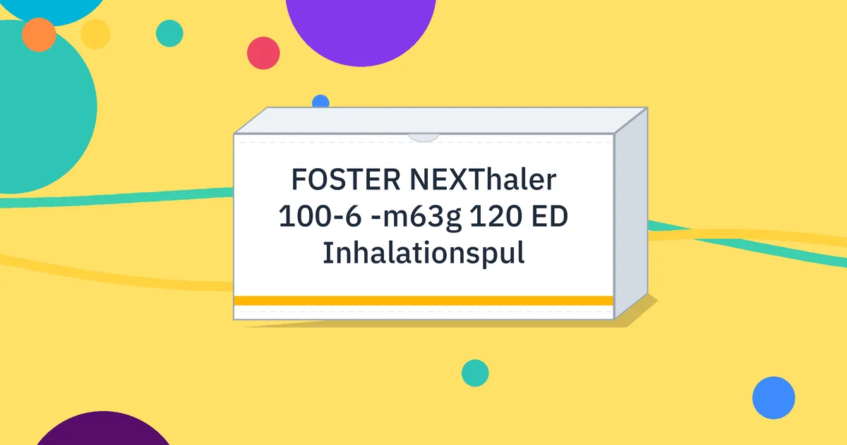 Symbolbild: Packung mit der Aufschrift FOSTER NEXThaler 100-6 -m63g 120 ED Inhalationspul (PZN 12587884) – Verfügbarkeit und Bezug in Apotheken in Frankfurt am Main