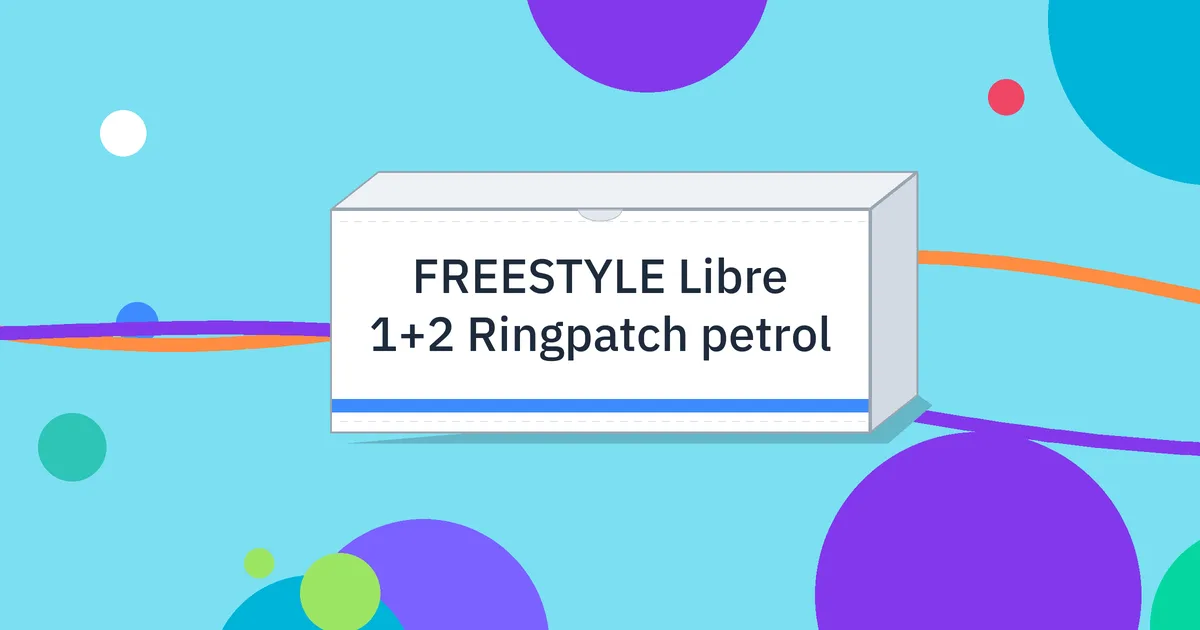 Symbolbild: Packung mit der Aufschrift FREESTYLE Libre 1+2 Ringpatch petrol (PZN 19864269) – Verfügbarkeit und Bezug in Apotheken in Frankfurt am Main