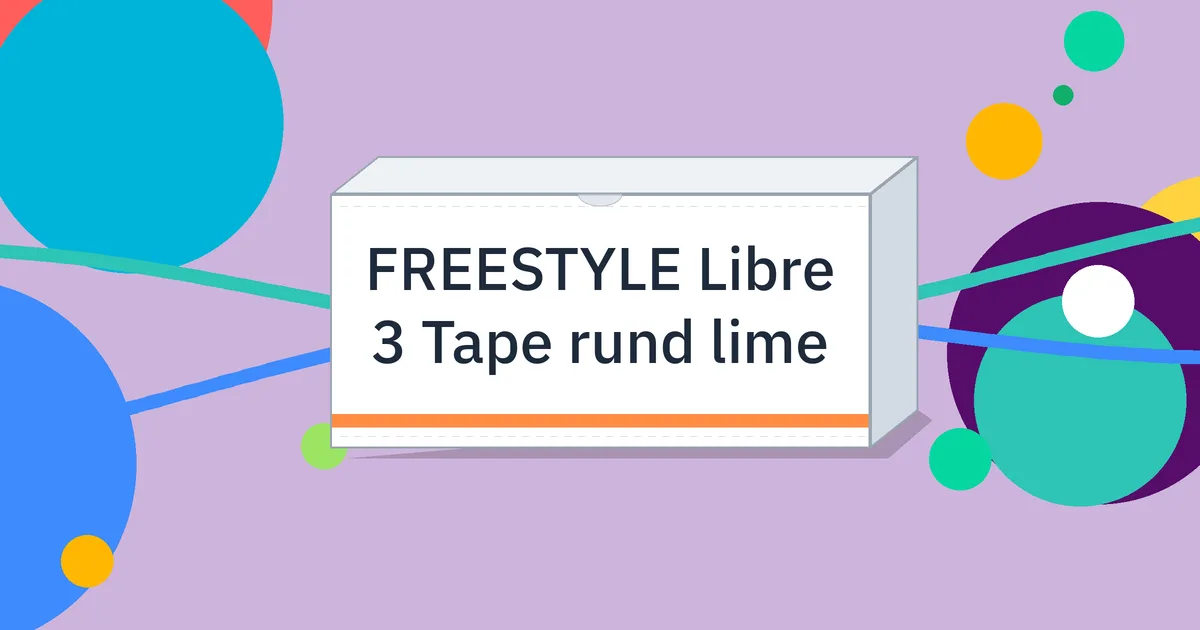 Symbolbild: Packung mit der Aufschrift FREESTYLE Libre 3 Tape rund lime (PZN 18178164) – Verfügbarkeit und Bezug in Apotheken in Frankfurt am Main