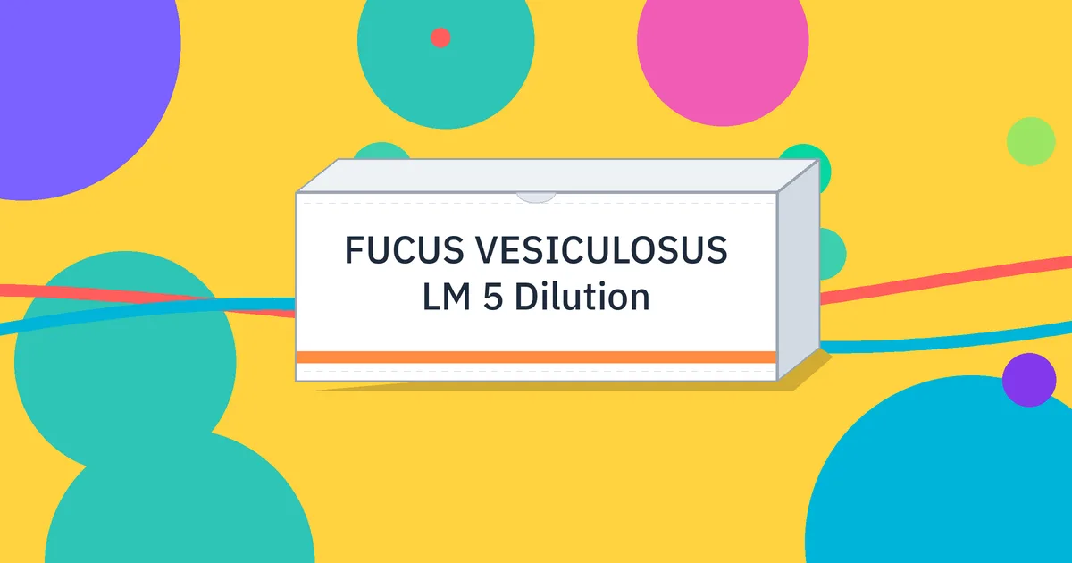 Symbolbild: Packung mit der Aufschrift FUCUS VESICULOSUS LM 5 Dilution (PZN 13492855) – Verfügbarkeit und Bezug in Apotheken in Frankfurt am Main