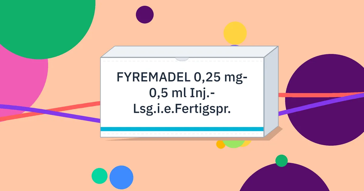 Symbolbild: Packung mit der Aufschrift FYREMADEL 0,25 mg-0,5 ml Inj.-Lsg.i.e.Fertigspr. (PZN 19500981) – Verfügbarkeit und Bezug in Apotheken in Frankfurt am Main