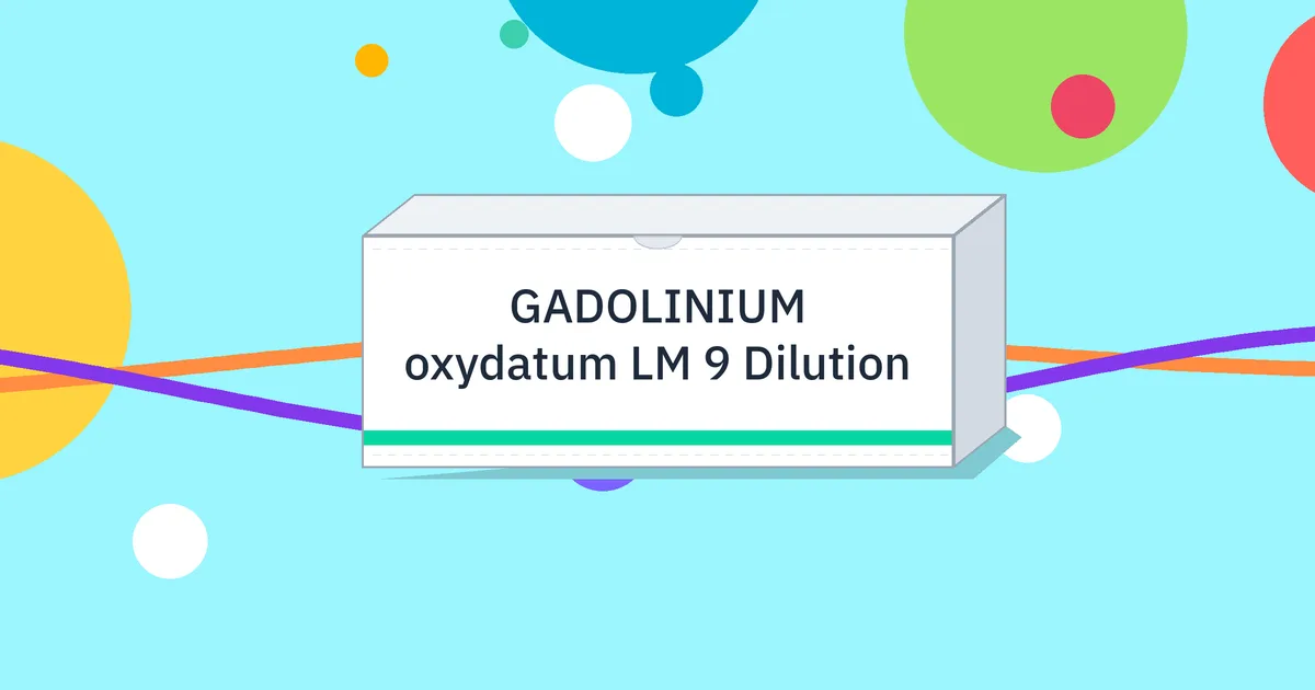 Symbolbild: Packung mit der Aufschrift GADOLINIUM oxydatum LM 9 Dilution (PZN 13494311) – Verfügbarkeit und Bezug in Apotheken in Frankfurt am Main