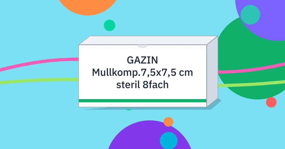 Symbolbild: Packung mit der Aufschrift GAZIN Mullkomp.7,5x7,5 cm steril 8fach (PZN 16007607) – Verfügbarkeit und Bezug in Apotheken in Frankfurt am Main