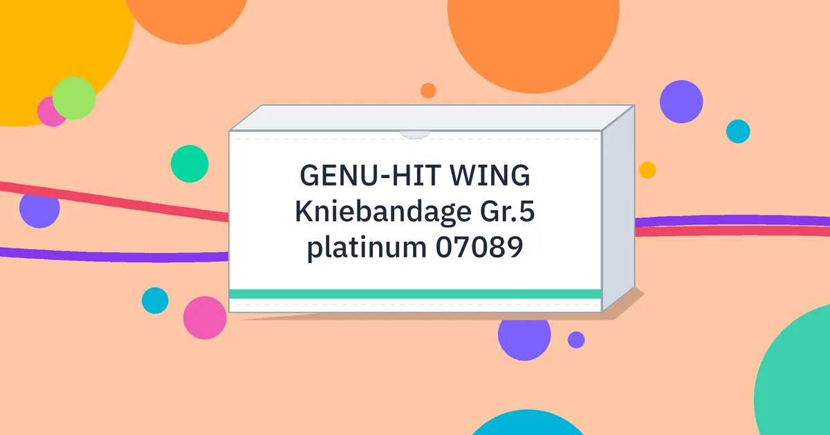 Symbolbild: Packung mit der Aufschrift GENU-HIT WING Kniebandage Gr.5 platinum 07089 (PZN 11126187) – Verfügbarkeit und Bezug in Apotheken in Frankfurt am Main