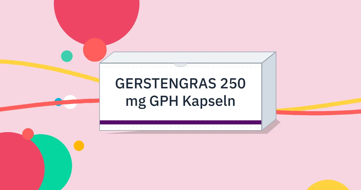 Symbolbild: Packung mit der Aufschrift GERSTENGRAS 250 mg GPH Kapseln (PZN 06106550) – Verfügbarkeit und Bezug in Apotheken in Frankfurt am Main