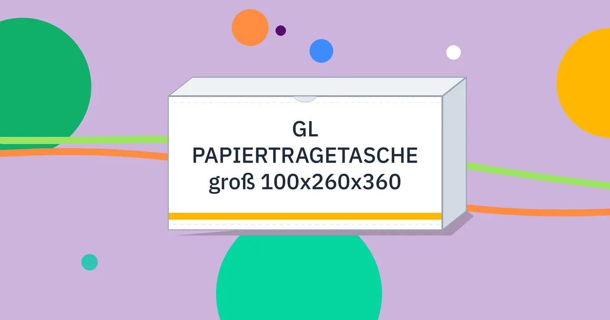 Symbolbild: Packung mit der Aufschrift GL PAPIERTRAGETASCHE groß 100x260x360 (PZN 17992371) – Verfügbarkeit und Bezug in Apotheken in Frankfurt am Main