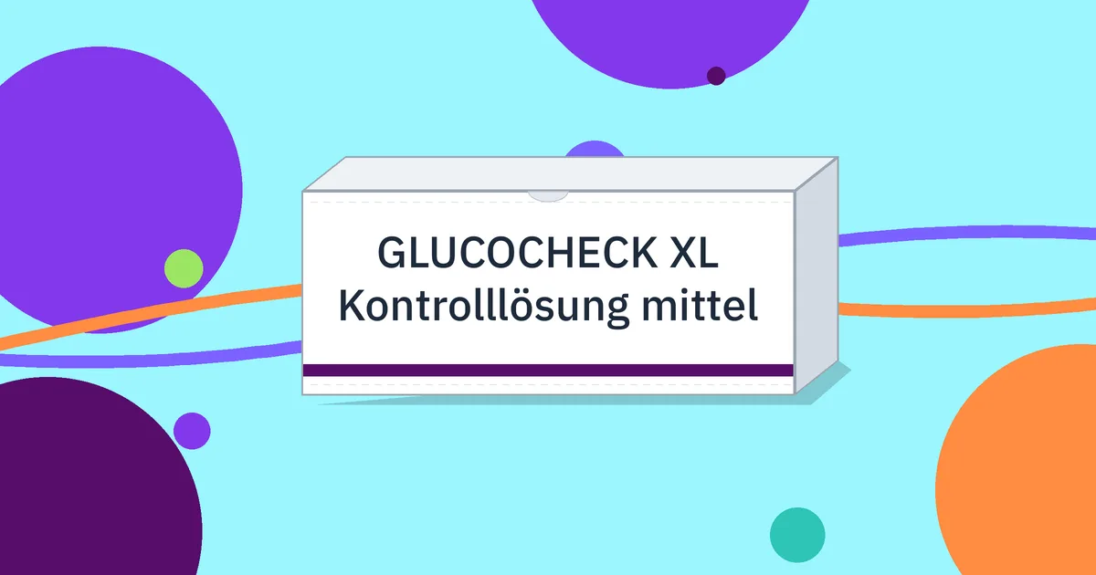 Symbolbild: Packung mit der Aufschrift GLUCOCHECK XL Kontrolllösung mittel (PZN 07543560) – Verfügbarkeit und Bezug in Apotheken in Frankfurt am Main