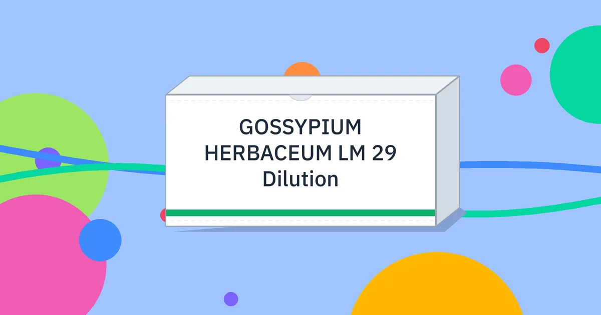 Symbolbild: Packung mit der Aufschrift GOSSYPIUM HERBACEUM LM 29 Dilution (PZN 13545793) – Verfügbarkeit und Bezug in Apotheken in Frankfurt am Main