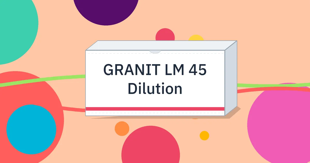 Symbolbild: Packung mit der Aufschrift GRANIT LM 45 Dilution (PZN 12881520) – Verfügbarkeit und Bezug in Apotheken in Frankfurt am Main