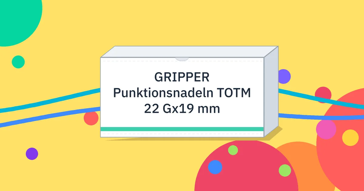 Symbolbild: Packung mit der Aufschrift GRIPPER Punktionsnadeln TOTM 22 Gx19 mm (PZN 00108329) – Verfügbarkeit und Bezug in Apotheken in Frankfurt am Main