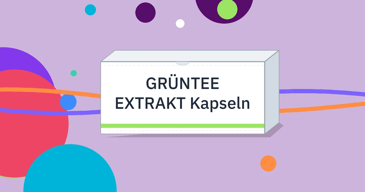 Symbolbild: Packung mit der Aufschrift GRÜNTEE EXTRAKT Kapseln (PZN 10309721) – Verfügbarkeit und Bezug in Apotheken in Frankfurt am Main