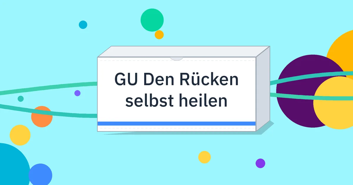 Symbolbild: Packung mit der Aufschrift GU Den Rücken selbst heilen (PZN 11091709) – Verfügbarkeit und Bezug in Apotheken in Frankfurt am Main