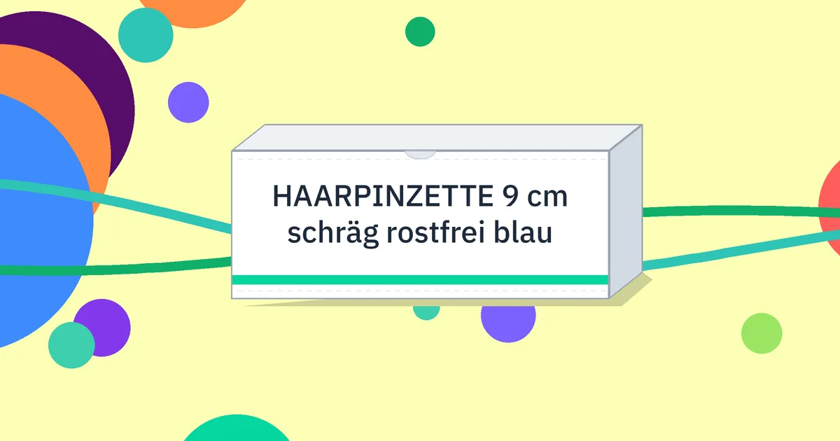 Symbolbild: Packung mit der Aufschrift HAARPINZETTE 9 cm schräg rostfrei blau (PZN 17287336) – Verfügbarkeit und Bezug in Apotheken in Frankfurt am Main
