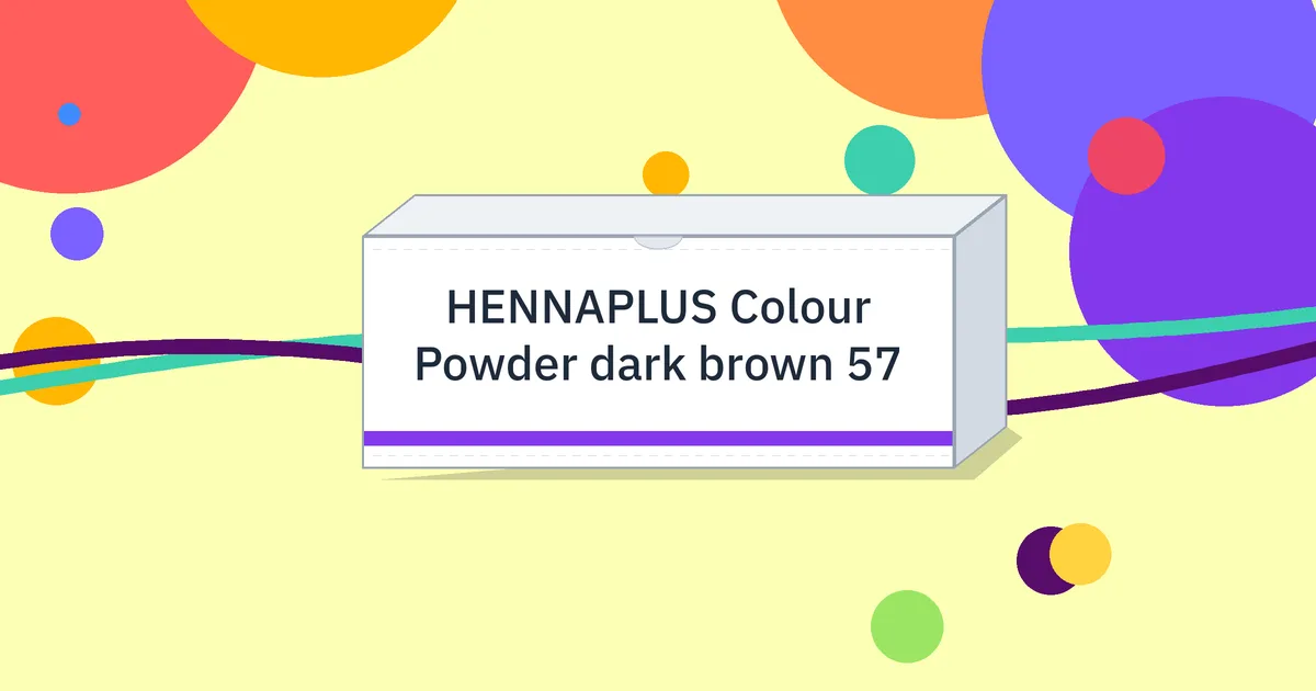 Symbolbild: Packung mit der Aufschrift HENNAPLUS Colour Powder dark brown 57 (PZN 00099493) – Verfügbarkeit und Bezug in Apotheken in Frankfurt am Main