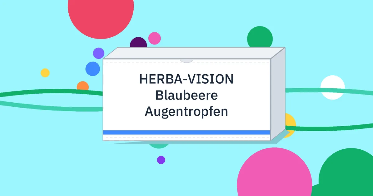 Symbolbild: Packung mit der Aufschrift HERBA-VISION Blaubeere Augentropfen (PZN 03114023) – Verfügbarkeit und Bezug in Apotheken in Frankfurt am Main