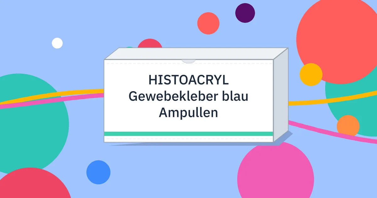 Symbolbild: Packung mit der Aufschrift HISTOACRYL Gewebekleber blau Ampullen (PZN 04929052) – Verfügbarkeit und Bezug in Apotheken in Frankfurt am Main