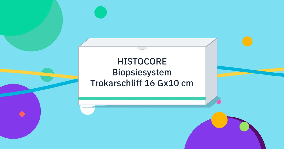 Symbolbild: Packung mit der Aufschrift HISTOCORE Biopsiesystem Trokarschliff 16 Gx10 cm (PZN 18794012) – Verfügbarkeit und Bezug in Apotheken in Frankfurt am Main