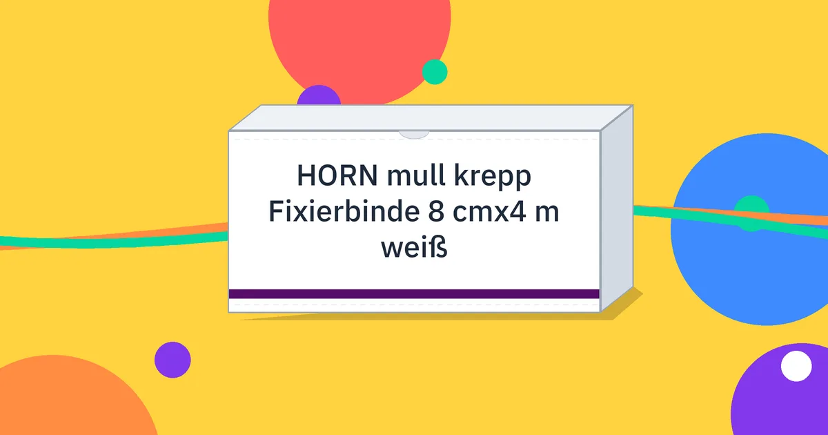 Symbolbild: Packung mit der Aufschrift HORN mull krepp Fixierbinde 8 cmx4 m weiß (PZN 04647129) – Verfügbarkeit und Bezug in Apotheken in Frankfurt am Main