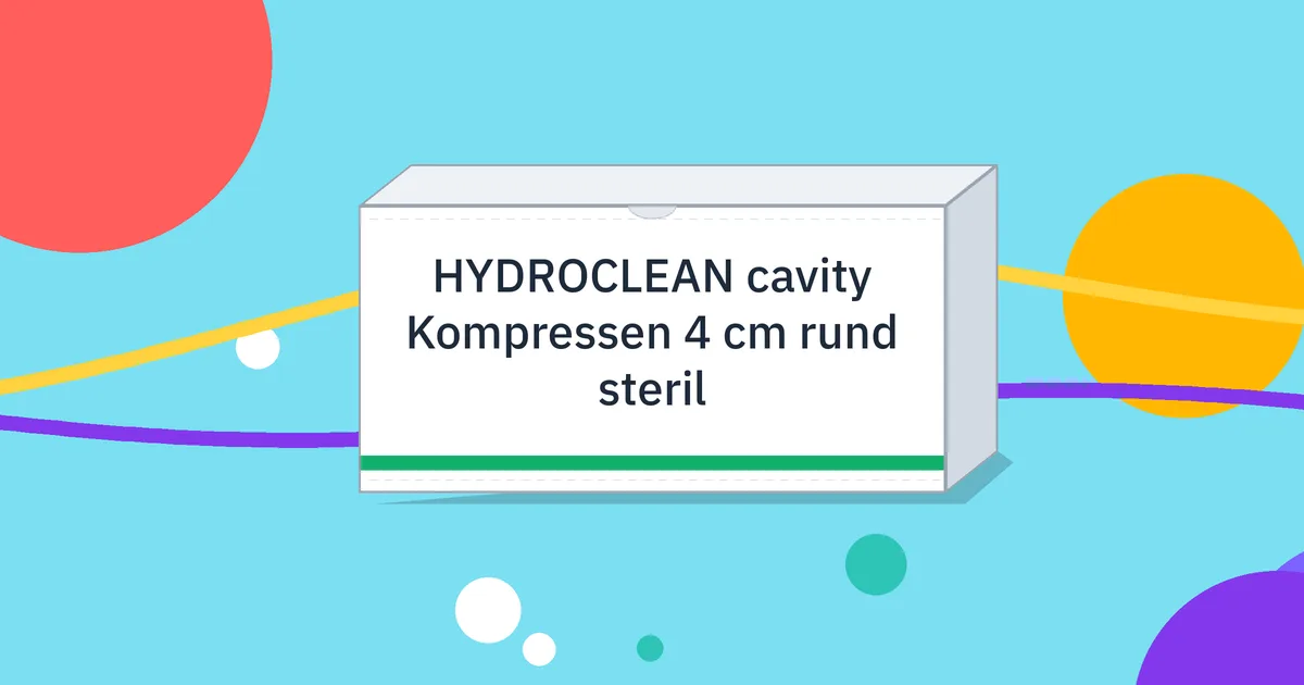 Symbolbild: Packung mit der Aufschrift HYDROCLEAN cavity Kompressen 4 cm rund steril (PZN 16348863) – Verfügbarkeit und Bezug in Apotheken in Frankfurt am Main