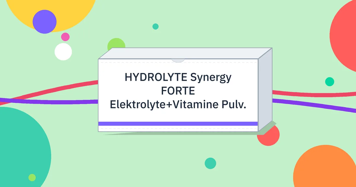 Symbolbild: Packung mit der Aufschrift HYDROLYTE Synergy FORTE Elektrolyte+Vitamine Pulv. (PZN 20384379) – Verfügbarkeit und Bezug in Apotheken in Frankfurt am Main