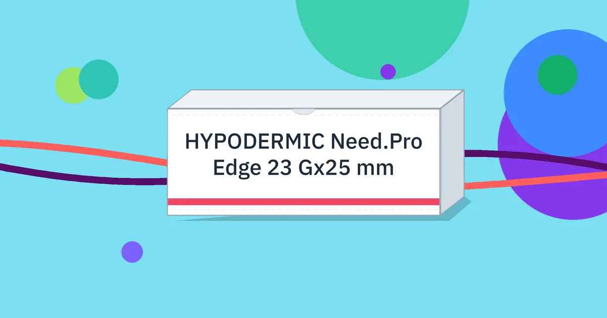 Symbolbild: Packung mit der Aufschrift HYPODERMIC Need.Pro Edge 23 Gx25 mm (PZN 09215630) – Verfügbarkeit und Bezug in Apotheken in Frankfurt am Main