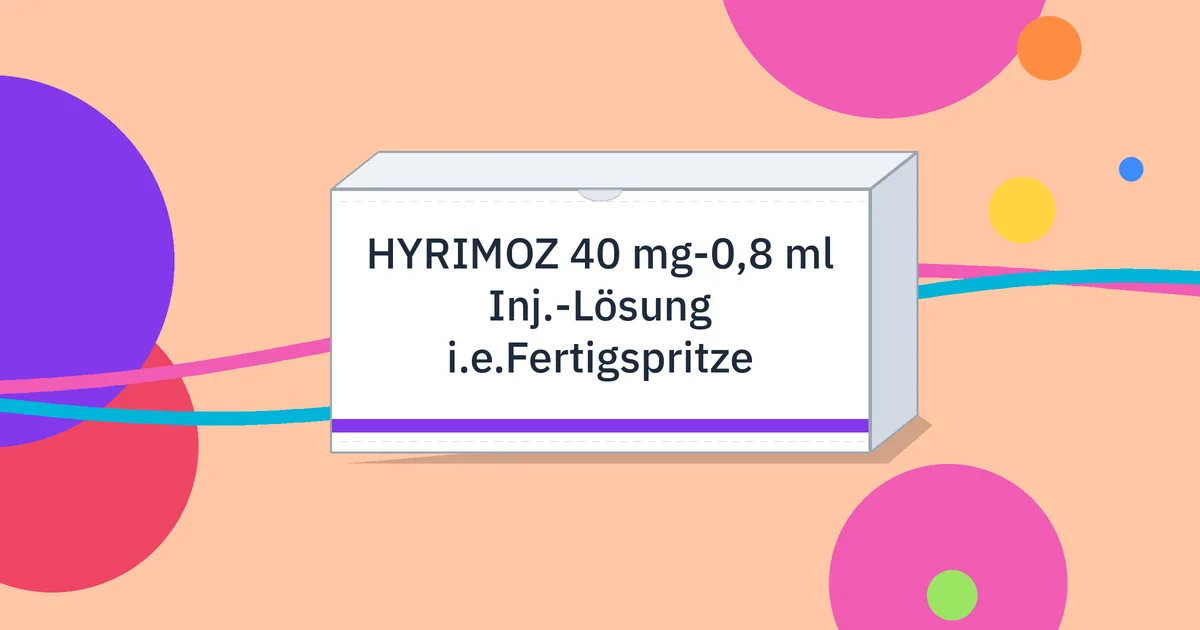 Symbolbild: Packung mit der Aufschrift HYRIMOZ 40 mg-0,8 ml Inj.-Lösung i.e.Fertigspritze (PZN 15863037) – Verfügbarkeit und Bezug in Apotheken in Frankfurt am Main
