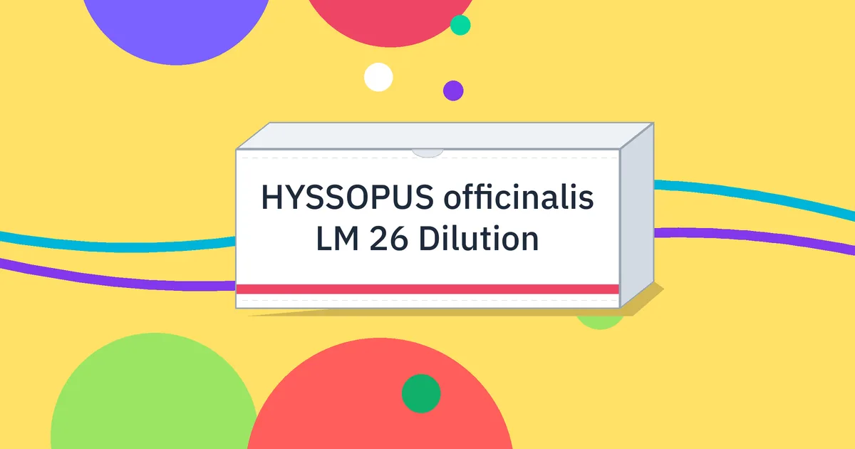 Symbolbild: Packung mit der Aufschrift HYSSOPUS officinalis LM 26 Dilution (PZN 13558318) – Verfügbarkeit und Bezug in Apotheken in Frankfurt am Main