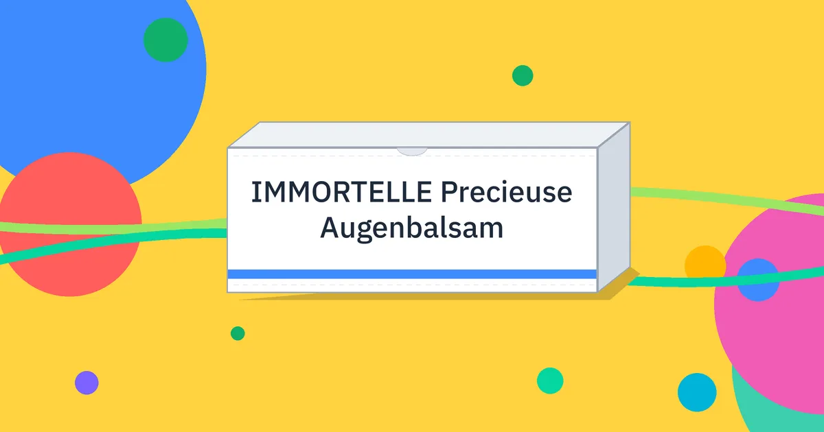 Symbolbild: Packung mit der Aufschrift IMMORTELLE Precieuse Augenbalsam (PZN 18064710) – Verfügbarkeit und Bezug in Apotheken in Frankfurt am Main