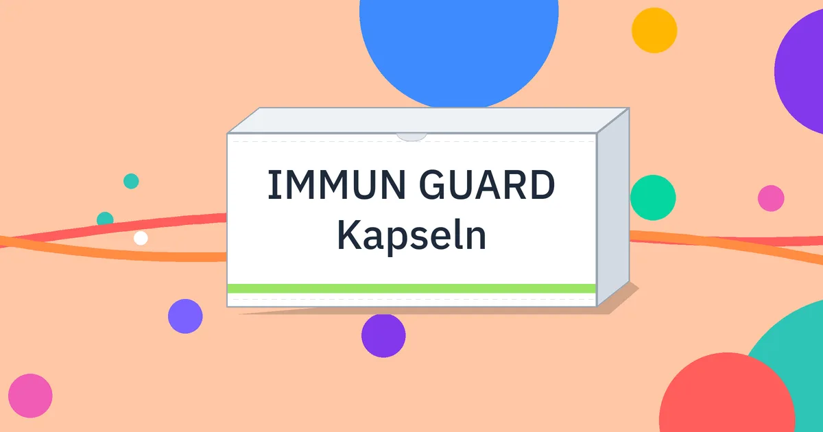 Symbolbild: Packung mit der Aufschrift IMMUN GUARD Kapseln (PZN 19683533) – Verfügbarkeit und Bezug in Apotheken in Frankfurt am Main