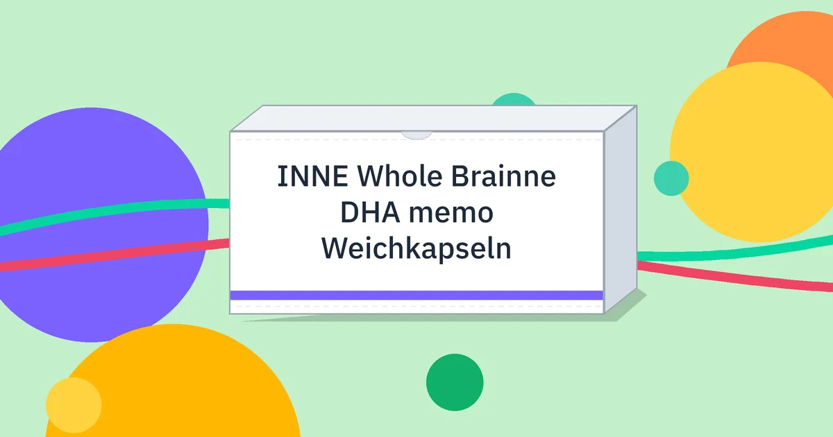 Symbolbild: Packung mit der Aufschrift INNE Whole Brainne DHA memo Weichkapseln (PZN 20687513) – Verfügbarkeit und Bezug in Apotheken in Frankfurt am Main
