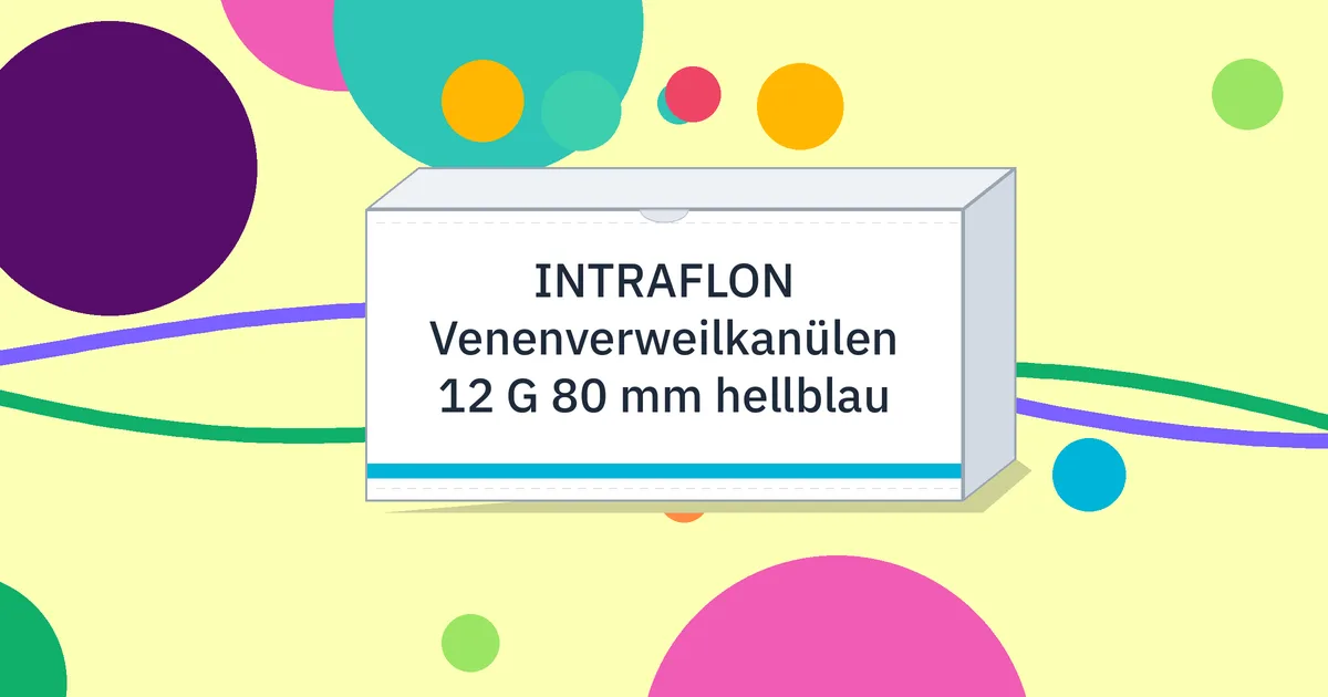 Symbolbild: Packung mit der Aufschrift INTRAFLON Venenverweilkanülen 12 G 80 mm hellblau (PZN 04120770) – Verfügbarkeit und Bezug in Apotheken in Frankfurt am Main